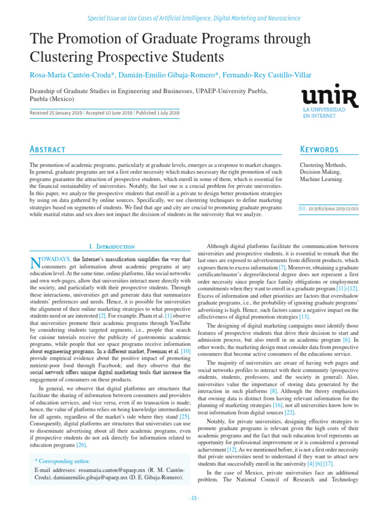 The Promotion of Graduate Programs Through Cluster | PDF | Cluster ...