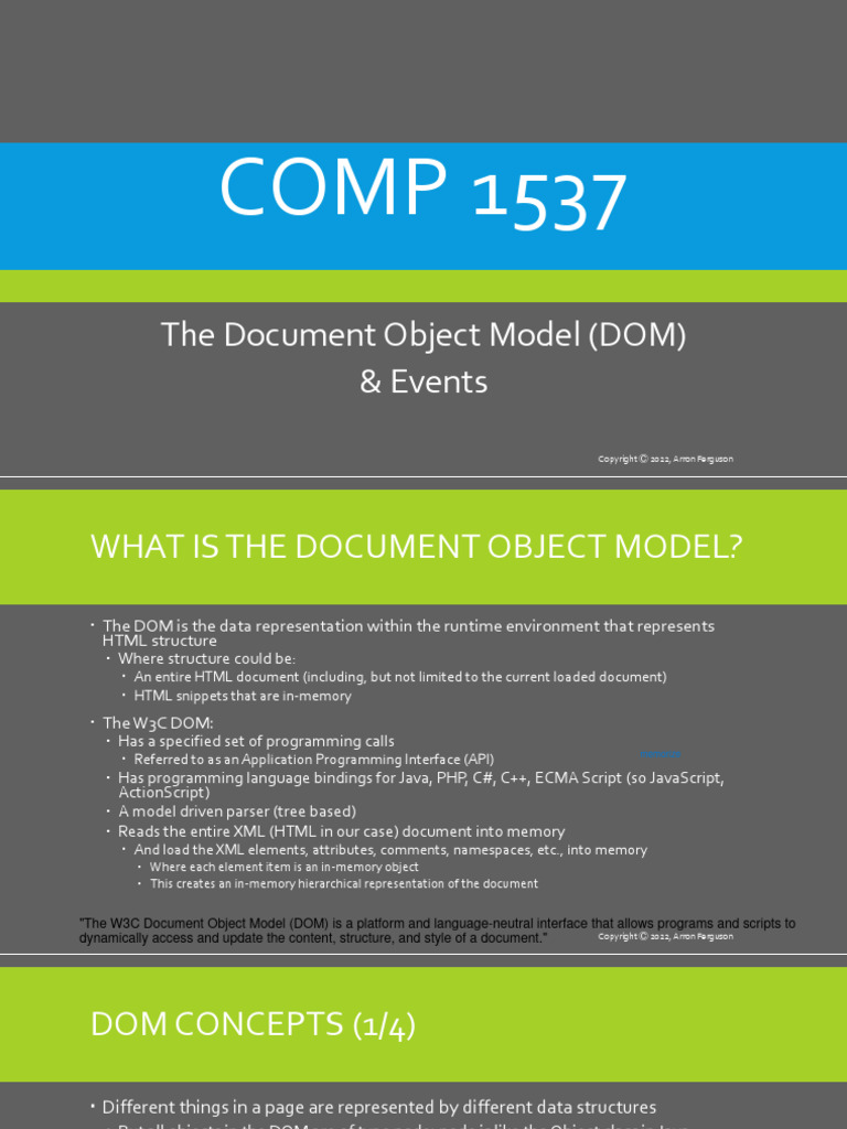COMP 1537 - Week 8 - DOM Creating, and Events | PDF | Document Object ... COMP 1537 - Week 8 - DOM Creating, and Events | PDF | Document Object ...