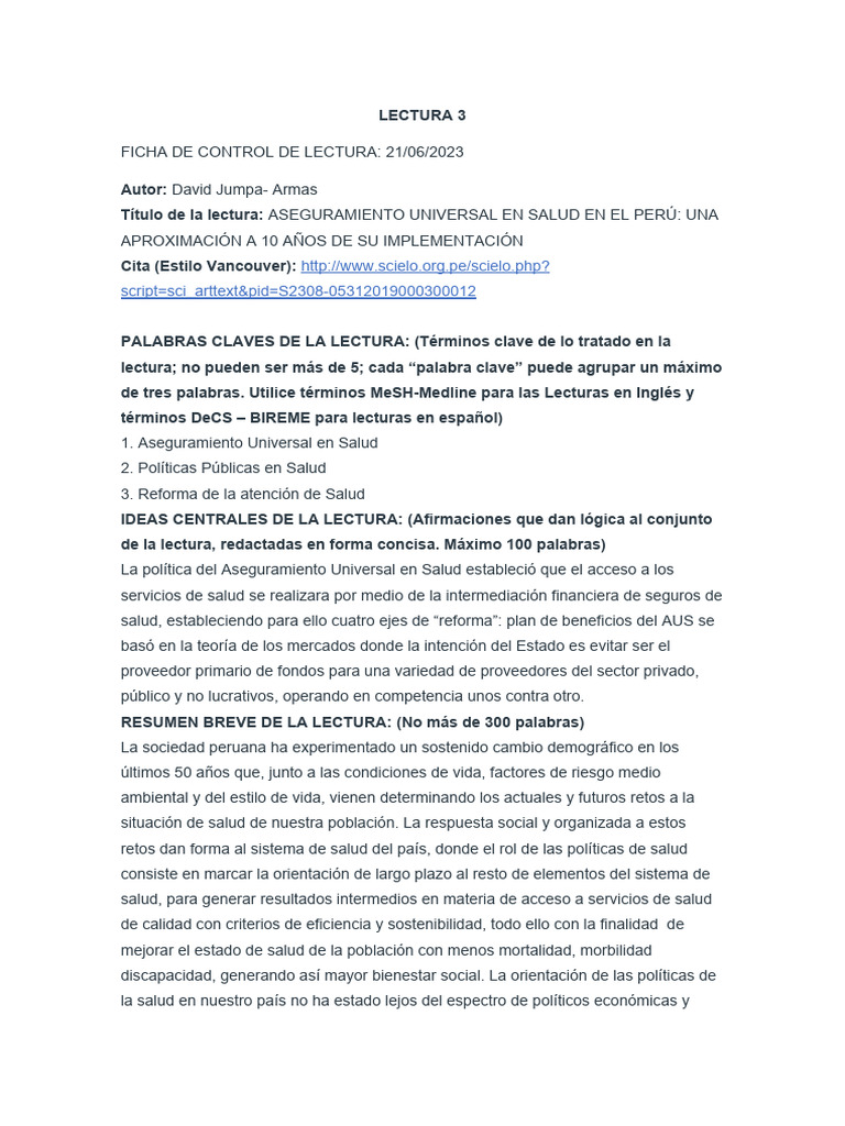 Control de Lectura 3 | PDF | Economias