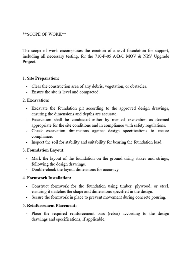 SCOPE OF WORK - Foundation | Download Free PDF | Concrete | General ...