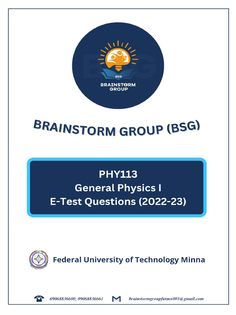 BSG PHY113 E-Test Questions (2022-23) - 1 | PDF