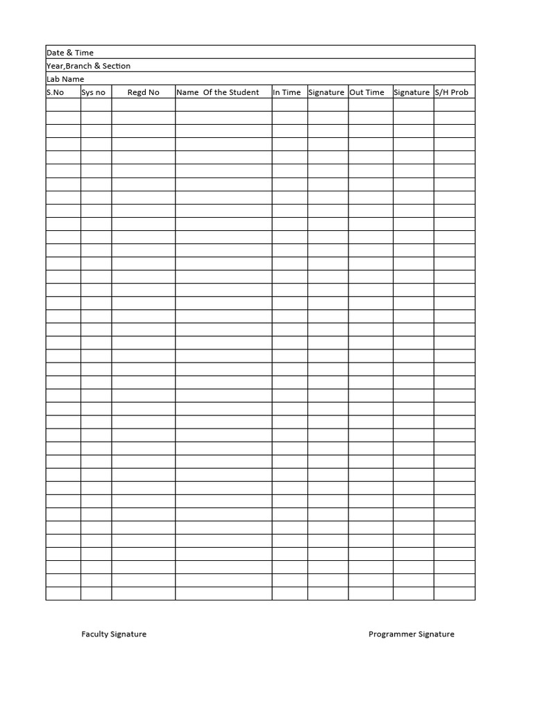 I B.Tech. Logbook Signature Sheet | PDF