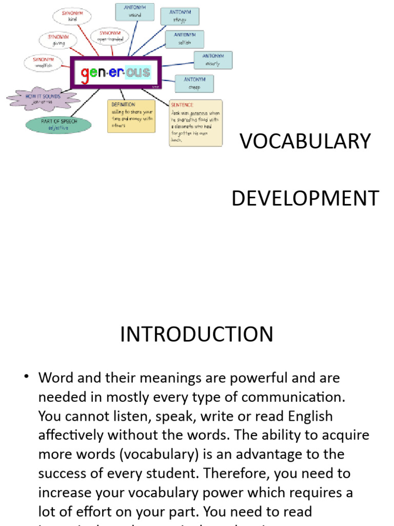 Vocabulary Development | PDF | Part Of Speech | Word
