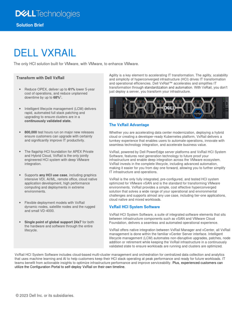 Dell Vxrail: Solution Brief | PDF | Cloud Computing | Scalability