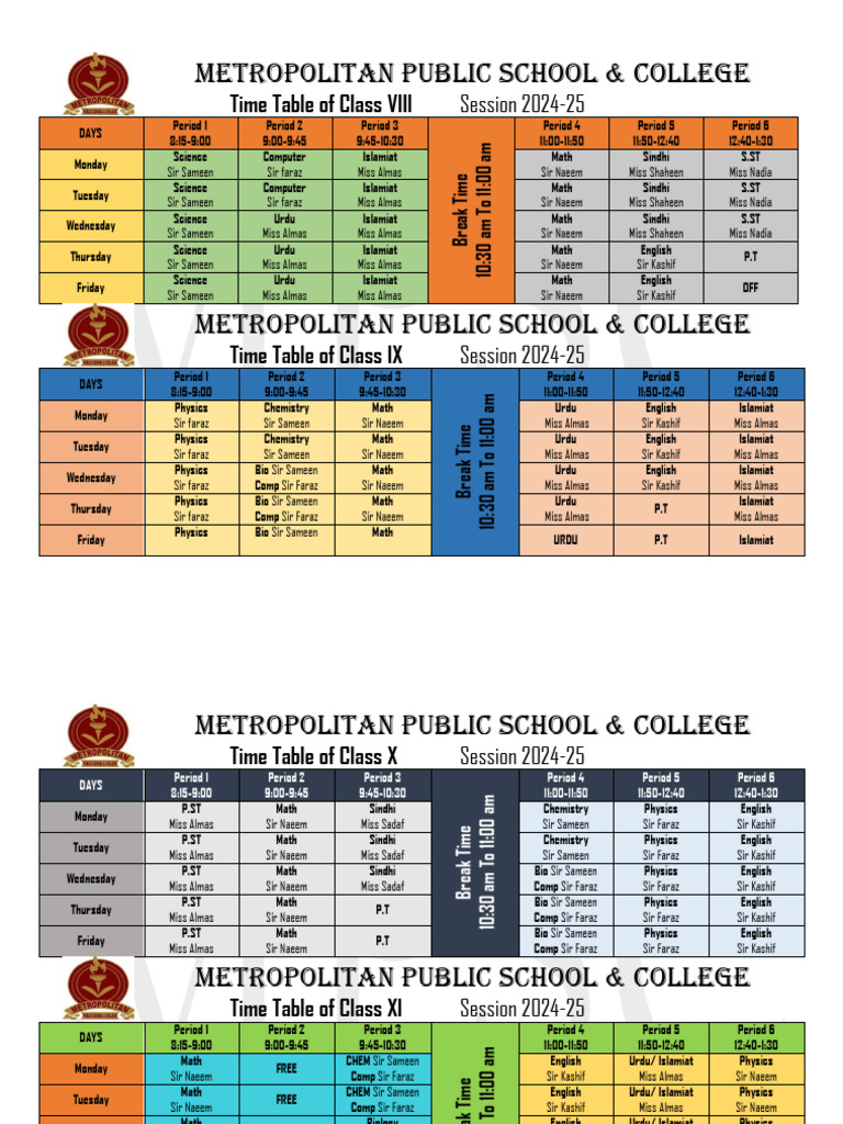 MPSC Time Table 2024-25 May CP | PDF