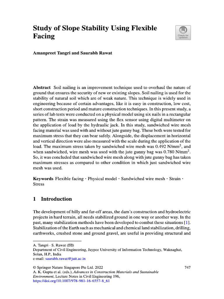 Study of Slope Stability Using Flexible - Amanpreet - Front Page | PDF