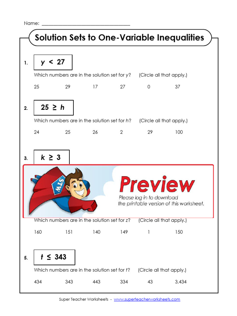 Inequalities One Variable Basic Circle Solution Set | PDF