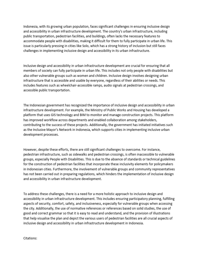 Inclusive Design And Accessibility In Urban Infrastructure Development