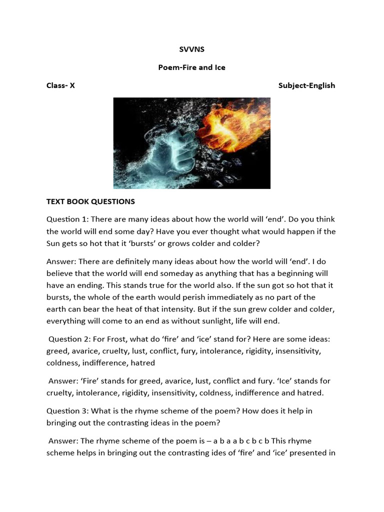 Analysis of Frost's "Fire and Ice" Poem | PDF | Greed | Hatred