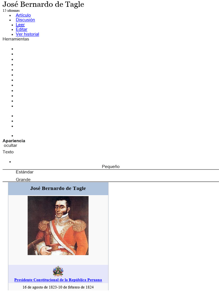 José Bernardo de Tagle | Descargar gratis PDF | Perú | América del Sur