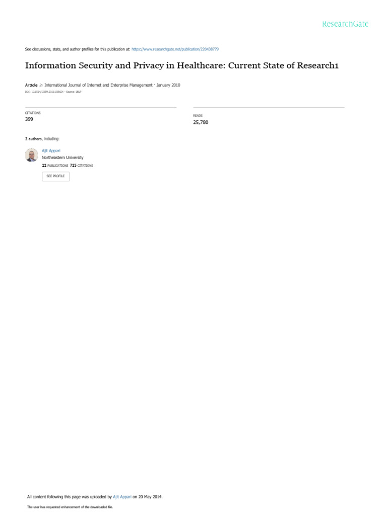 Information Security and Privacy in Healthcare Cur | PDF | Electronic ...