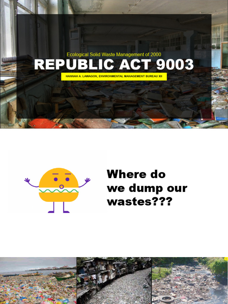 RA 9003 - Ecological Solid Waste Management (Lawagon) | PDF | Waste ...