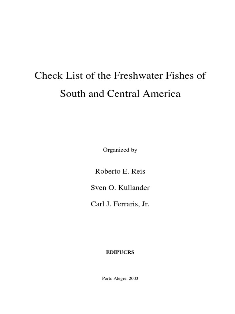 Check List of The Freshwater Fishes of South and Central America - REIS ...
