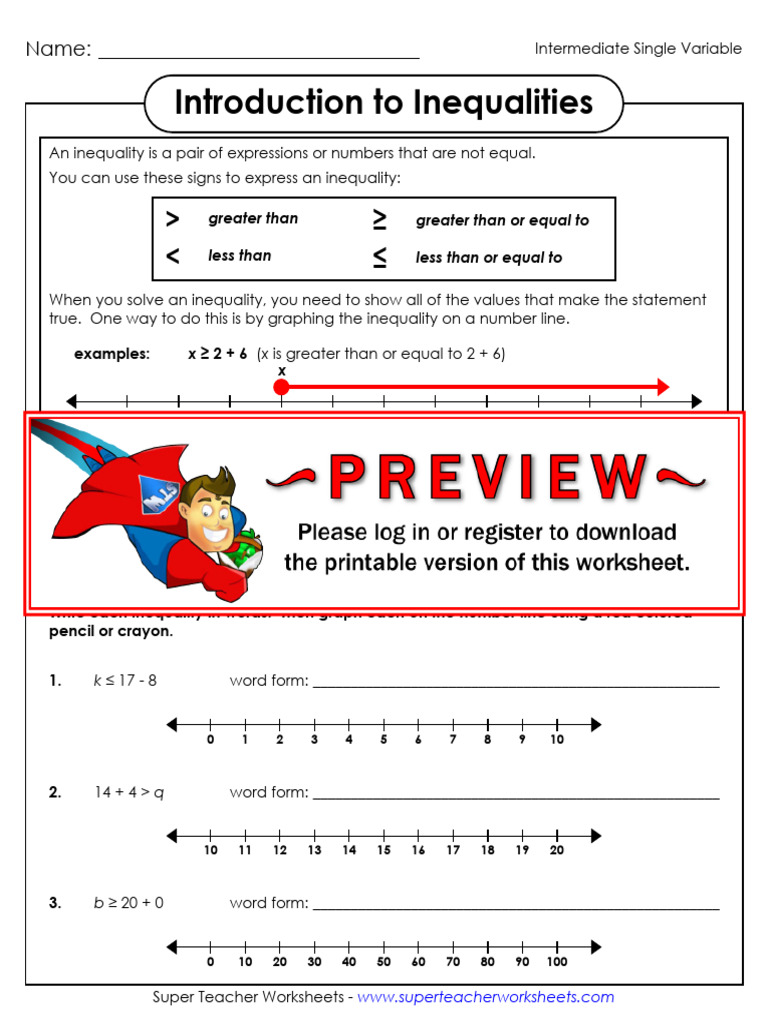 Intro To Inequalities Single Variable Intermediate | PDF | Inequality ...