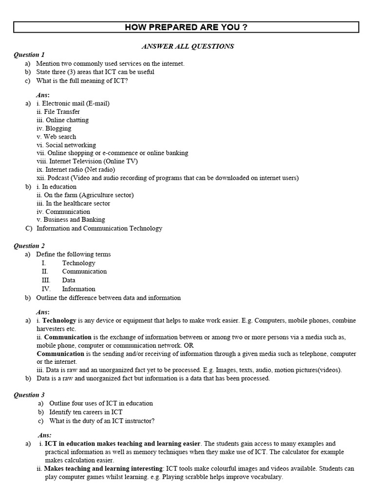 How Prepared Are You and Answers | PDF | Computer Hardware | Internet