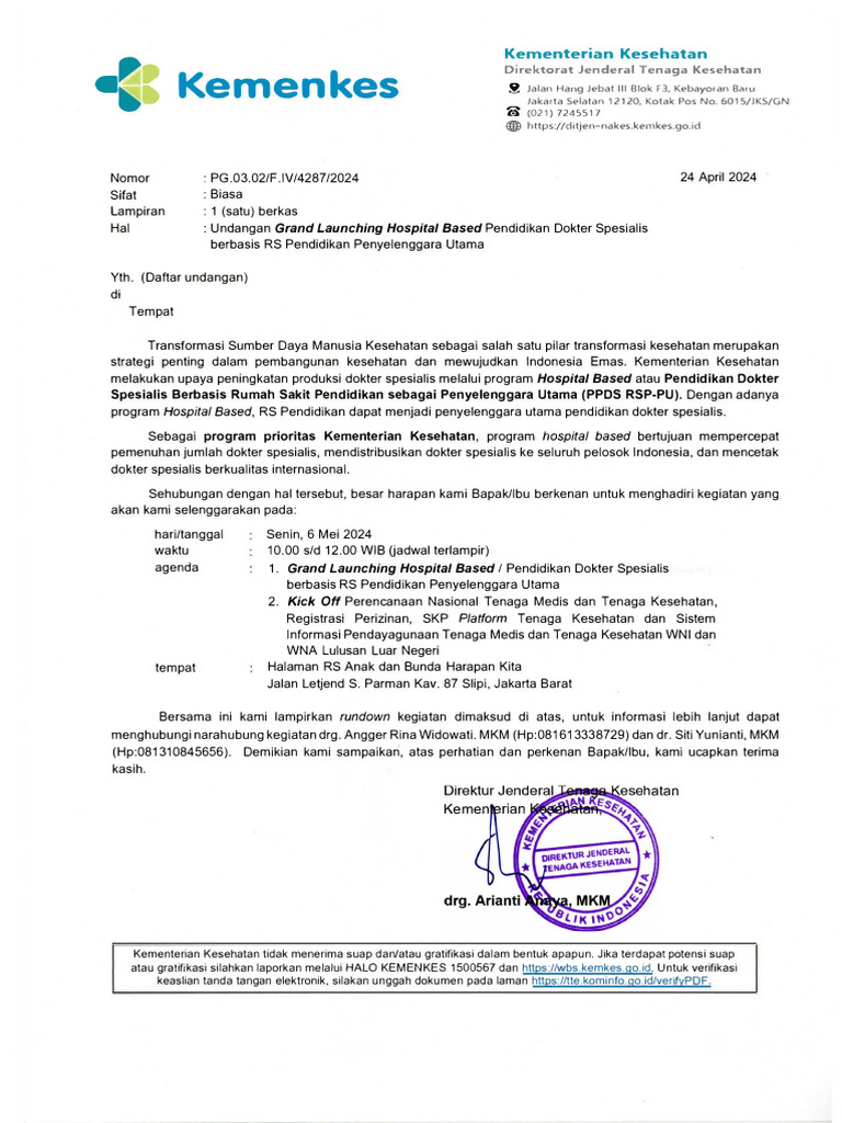 Undangan Grand Launching RS Pendidikan | PDF
