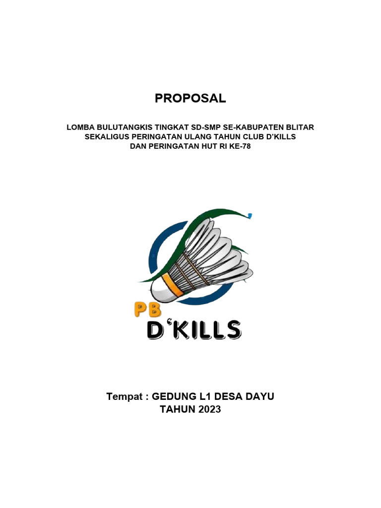 PROPOSAL KEGIATAN Lomba Bulutangkis | PDF