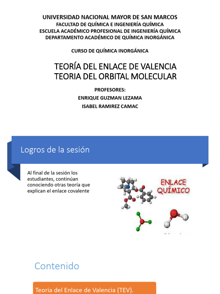 Semana 1 - Enlace Químico 2 - Tev y Tom | PDF | Orbital Molecular ...