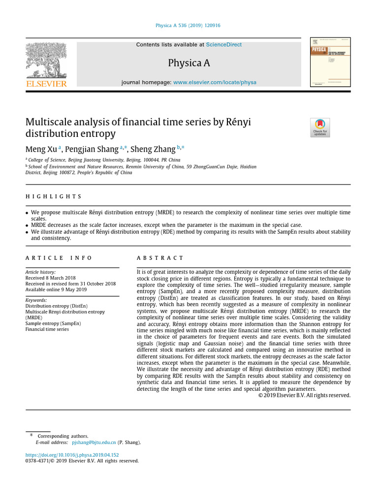 Multiscale Analysis of Financial Time Ser - 2019 - Physica A ...