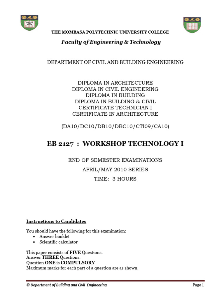 Workshop Technology I Pdf Pipe Fluid Conveyance Building Materials 5529