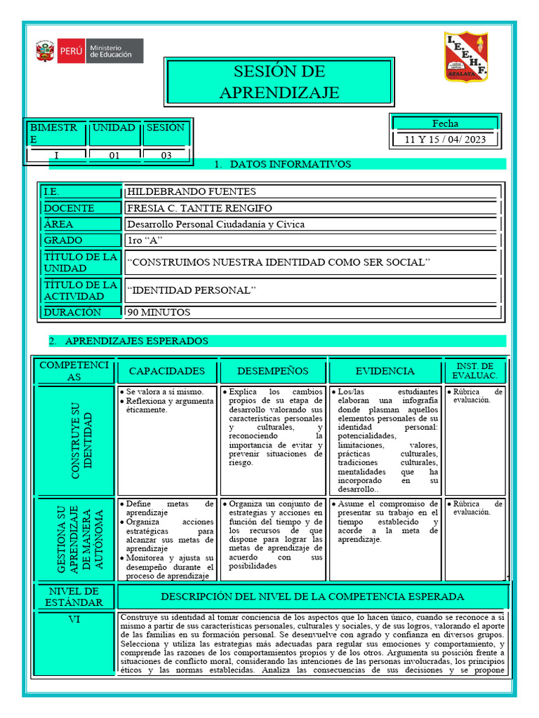 Iii DPCC 1° Sesión #03 (Unidad 01) | PDF | Estudios de género | Género