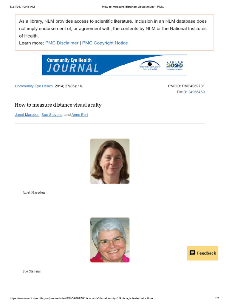 How To Measure Distance Visual Acuity - PMC | PDF | Visual Acuity | Ophthalmology