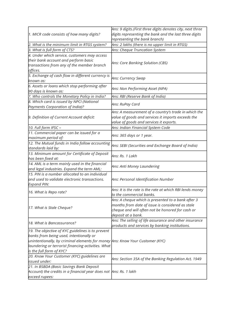 General-Financial Awareness | PDF | Reserve Bank Of India | Banks