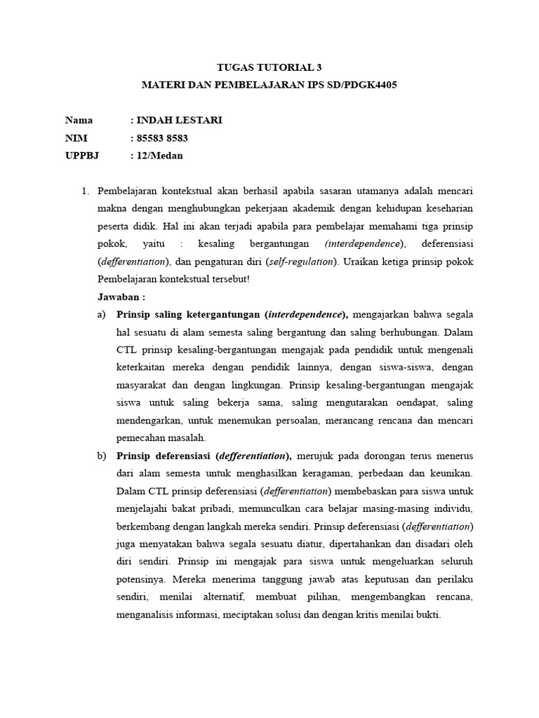 Tugas TT 3 Materi Dan Pembelajaran Ips SD | PDF