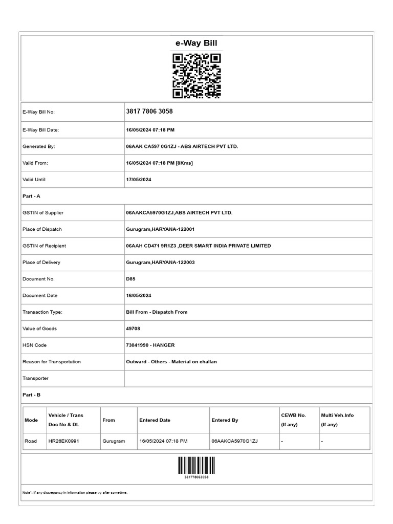 E-Way Bill System d85 | PDF