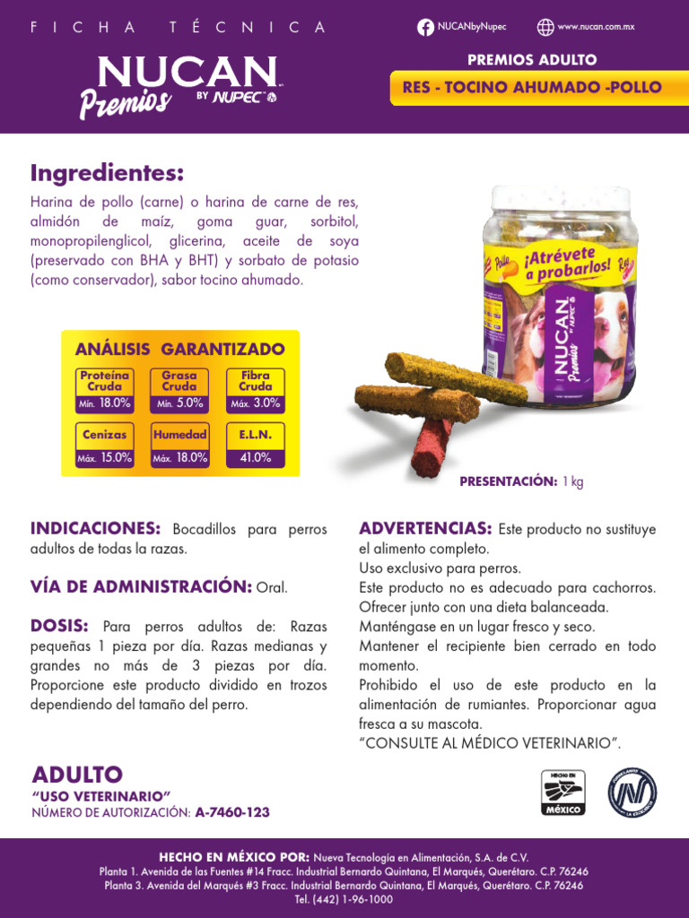 Ficha Tecnica Nucan Premios | PDF | Carne | Industria de alimentos
