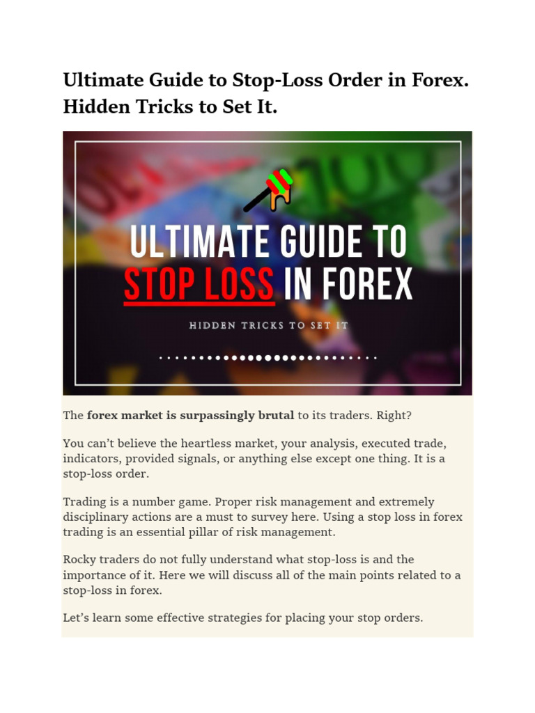 Ultimate Guide To Stop-Loss Order in Forex. Hidden Tricks To Set It | PDF | Order (Exchange ...