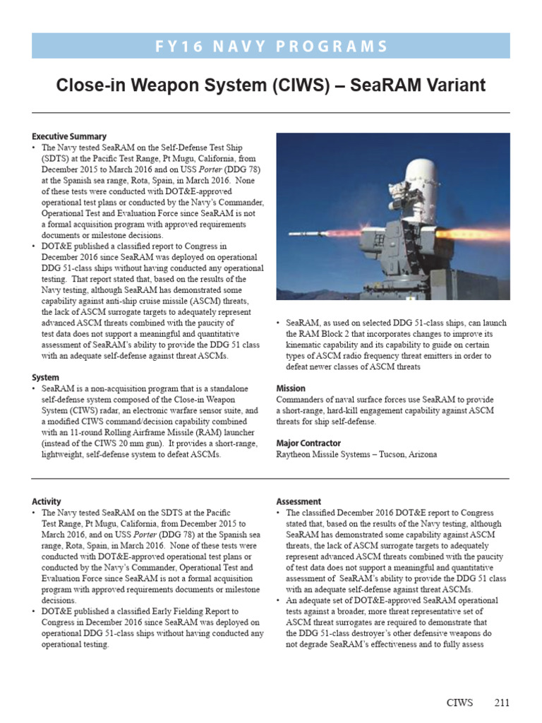 2016 Ciws | PDF | Military Science | Missile Types