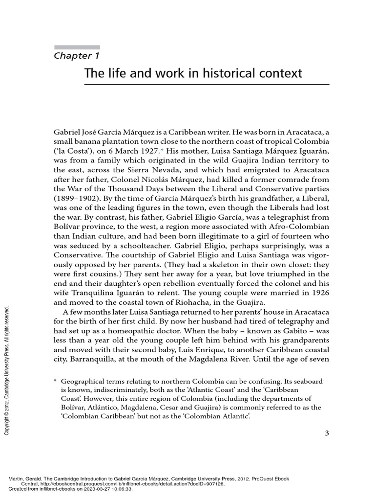 The Cambridge Introduction To Gabriel Garc-A M-Rqu... - (Chapter 1 The Life and Work in ...