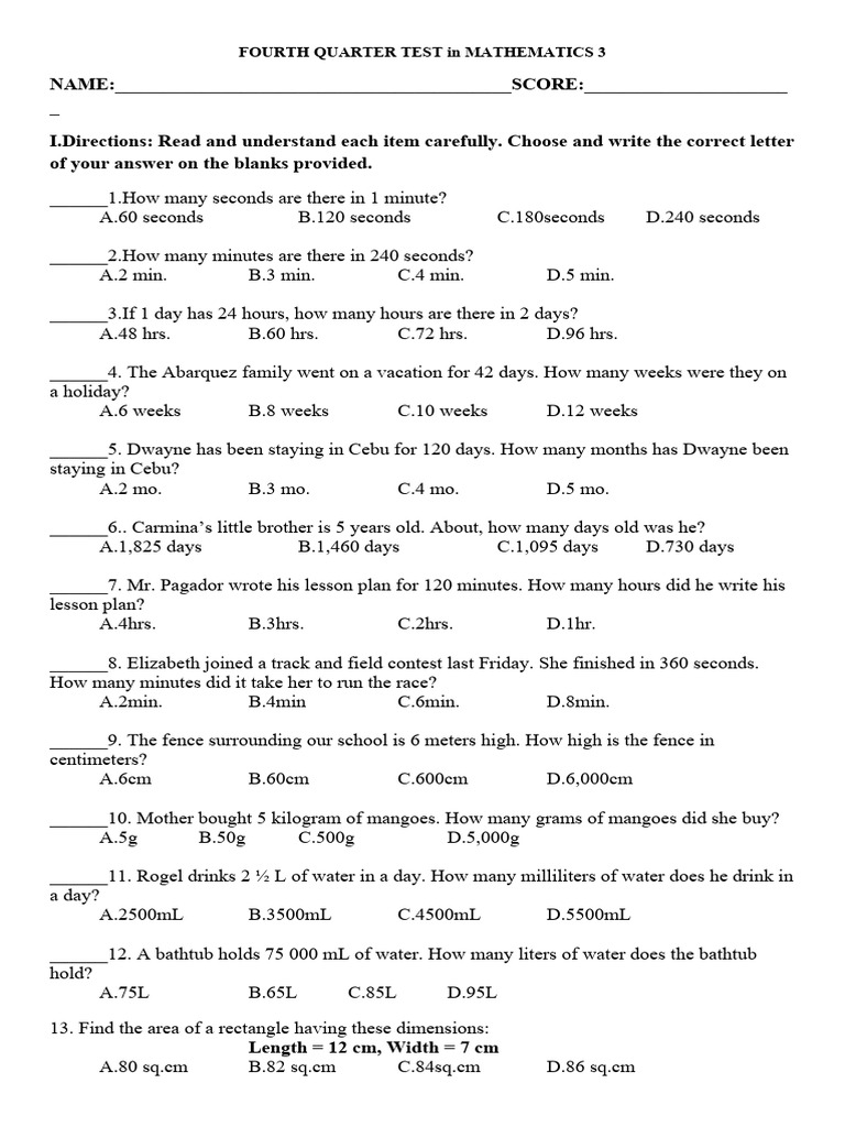 Math 3 V2 | PDF | Length | Area