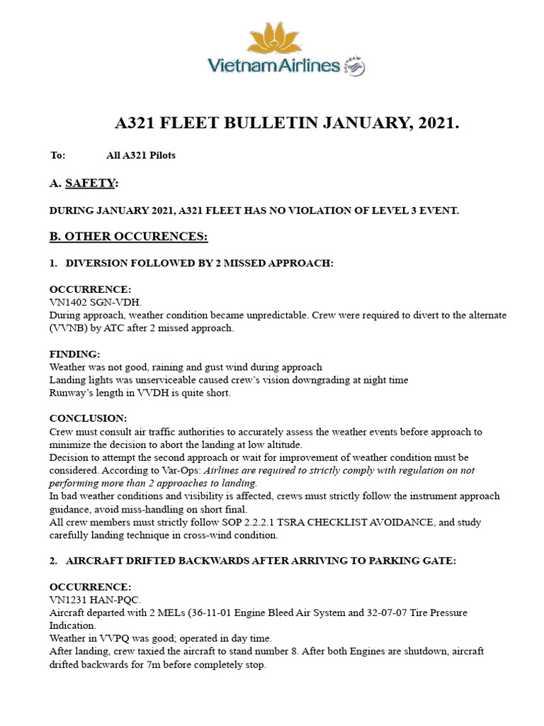 A321 Fleet Bulletin JAN 2021 | PDF | Instrument Flight Rules | Visual ...