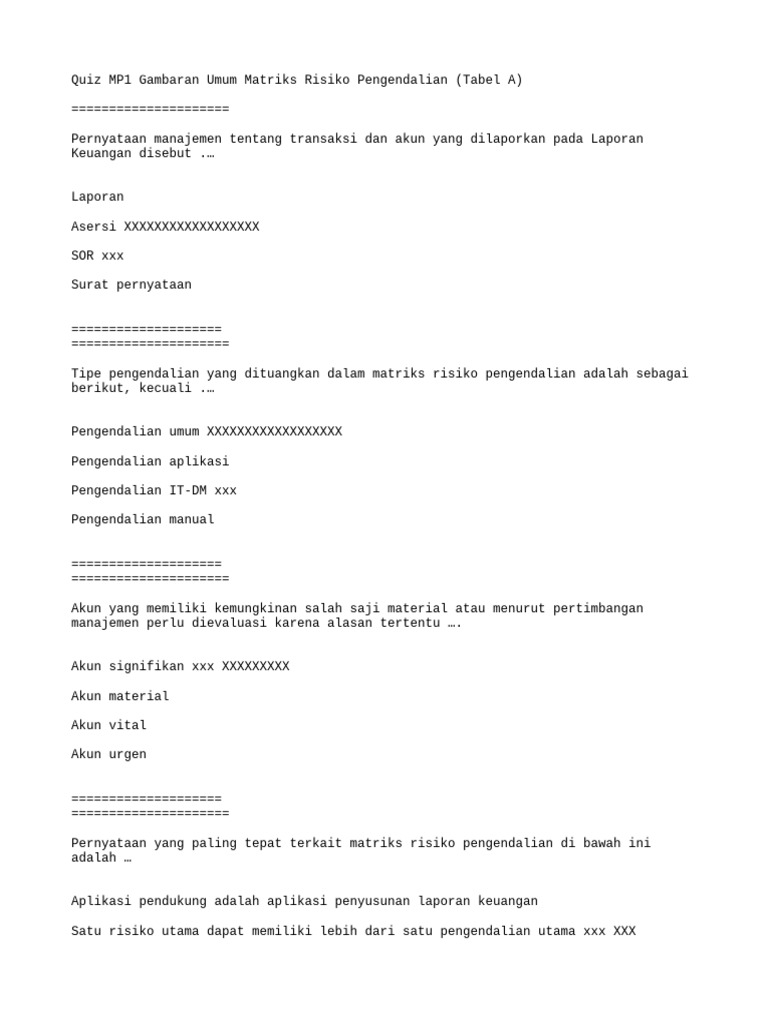 Matriks Risiko Pengendalian Utama | PDF | Finance et gestion monétaire