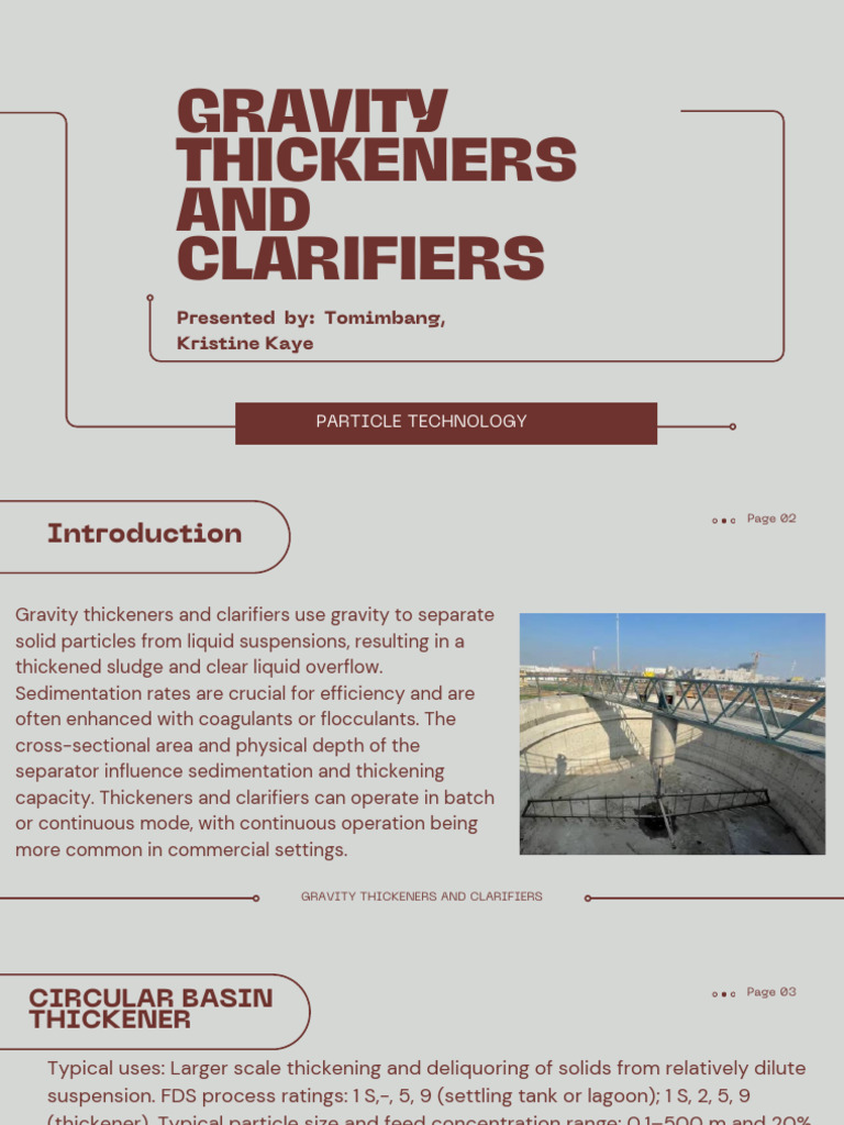 Gravity Thickeners and Clarifiers Overview | PDF | Water Pollution ...