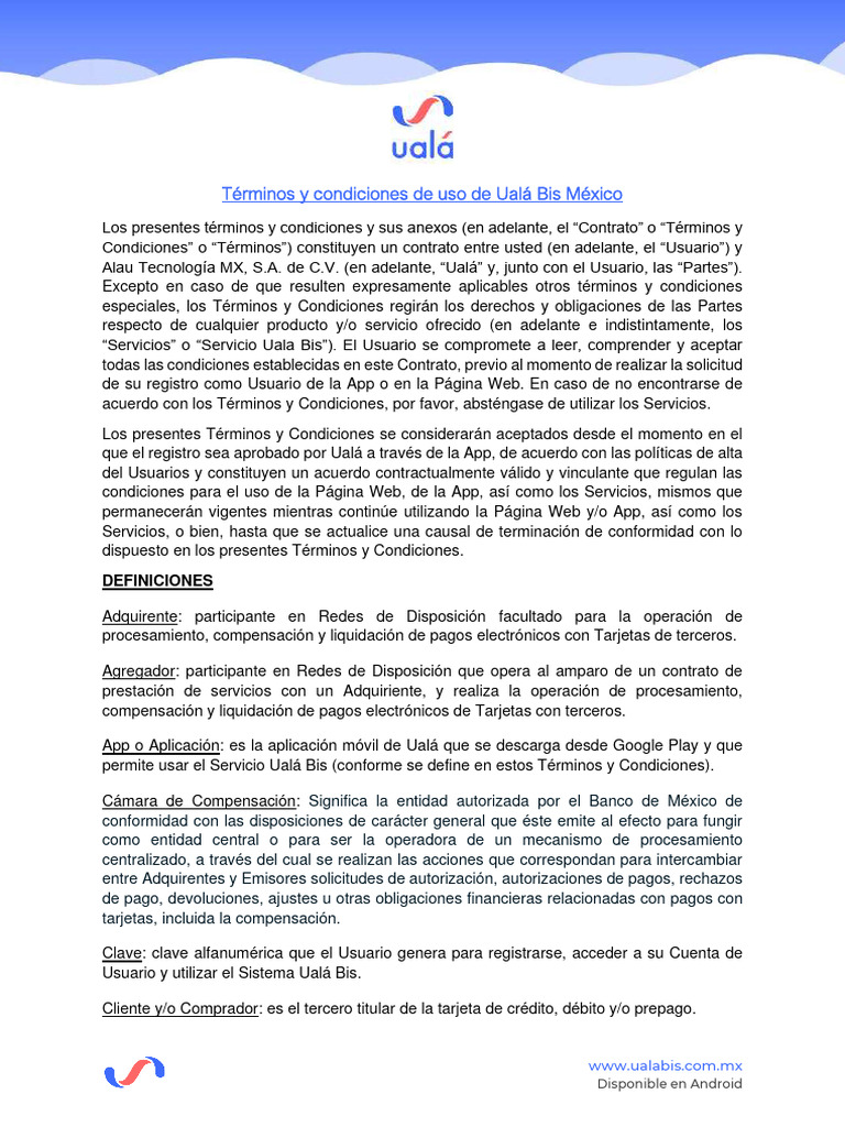 TyC Adquirencia | PDF | Aplicación movil | Tarjeta de crédito