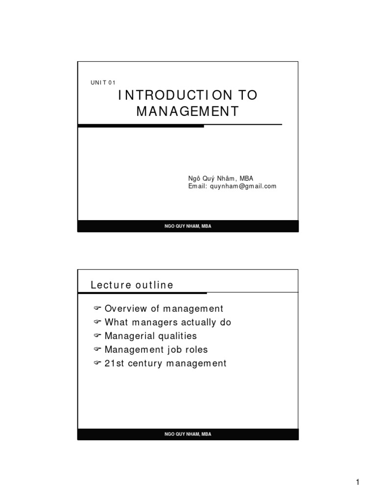 Unit 01 Introduction To Management | Download Free PDF | Master Of ...