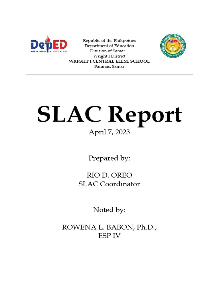 SLAC REPORt As of April 2023 | PDF | Inclusion (Education) | Learning
