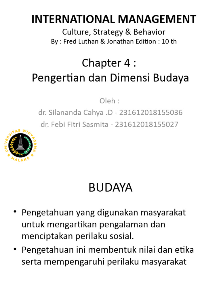 Chapter 4 - Pengertian Dan Dimensi Budaya - Sila-Febi | PDF