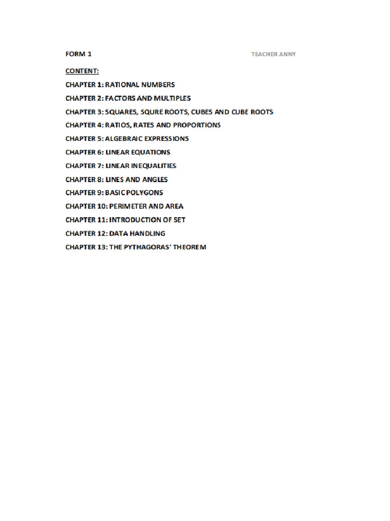 Math Notes All Chapters | PDF