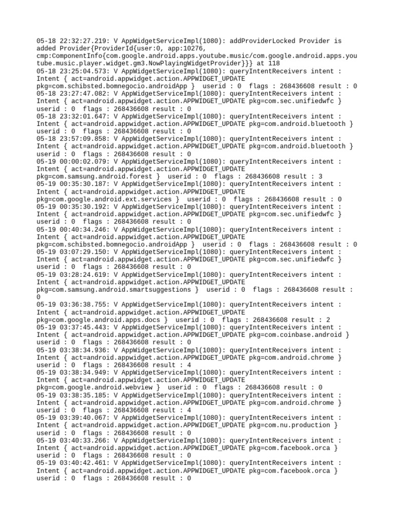 Appwidget History Log1 | Download Free PDF | Android (Operating System) | Personal Digital Assistant