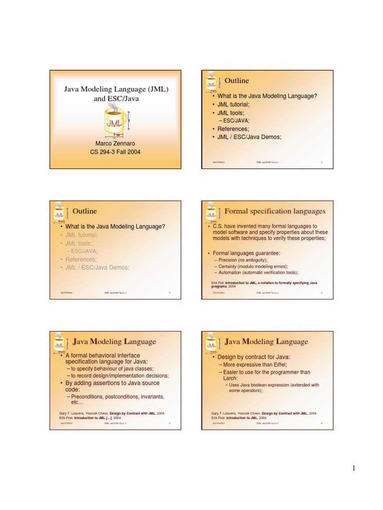 Java Modeling Language Jml And Escjava Outline Pdf Java Programming Language Areas Of 9845