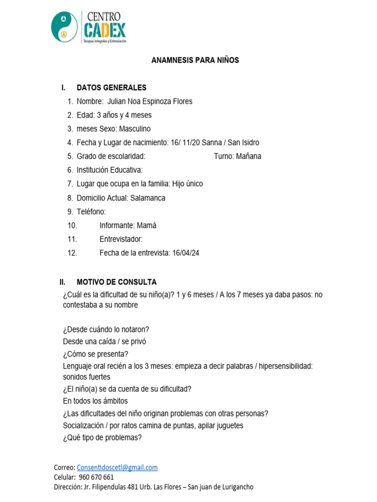 Anamnesis - Julian Espinoza | PDF | Medicina CLINICA