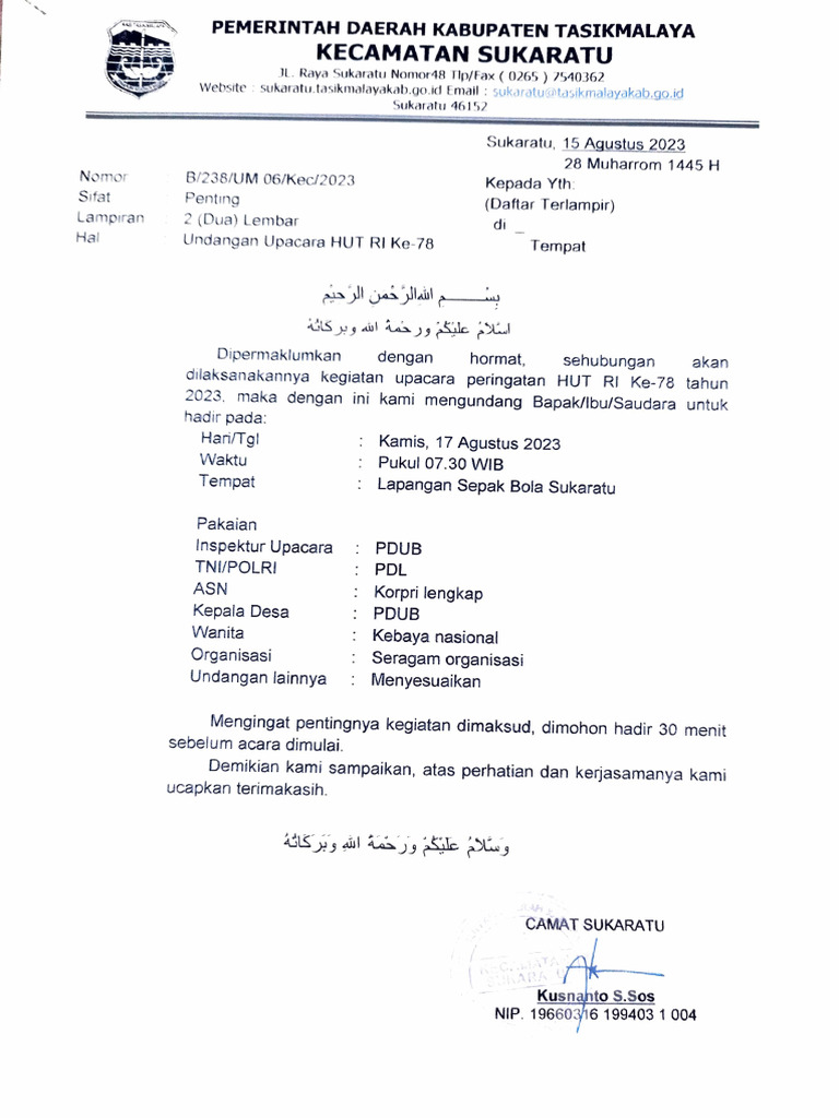 Undangan Upacara HUT RI | PDF