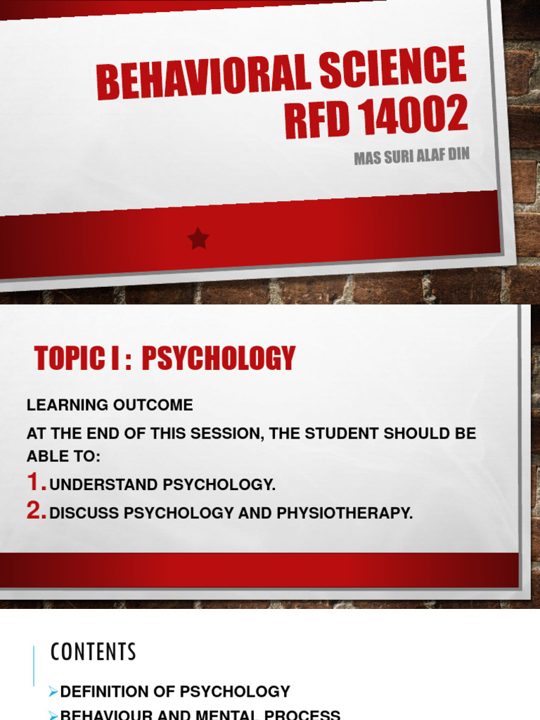 Topic 1 - Psychology | PDF | Psychology | Physical Therapy