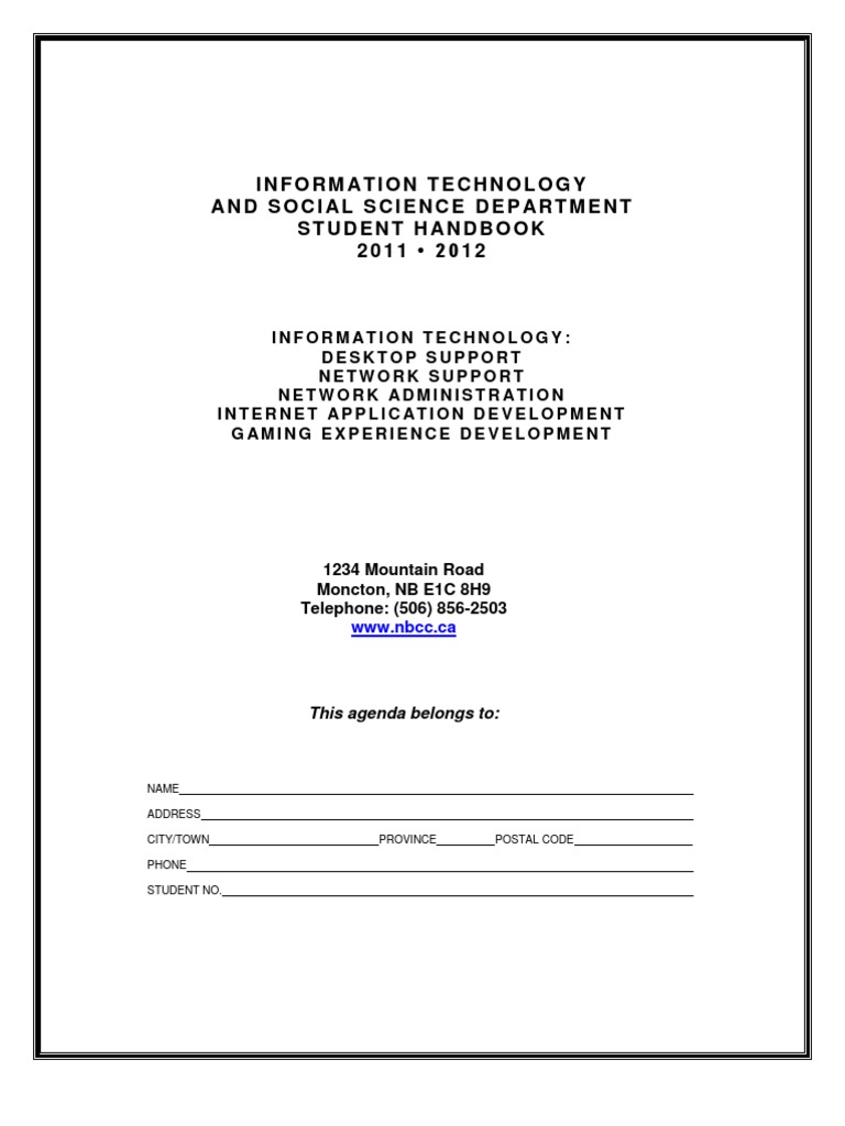 IT Student Handbook 2011-12 | PDF | Laboratories | Computer Network
