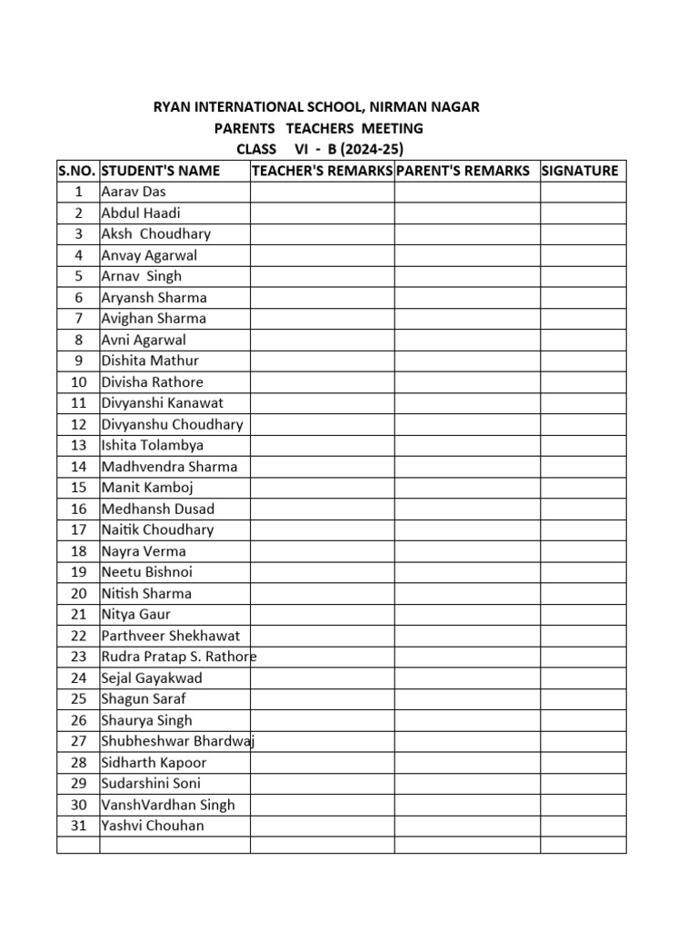 PTM Record Class 6b | PDF