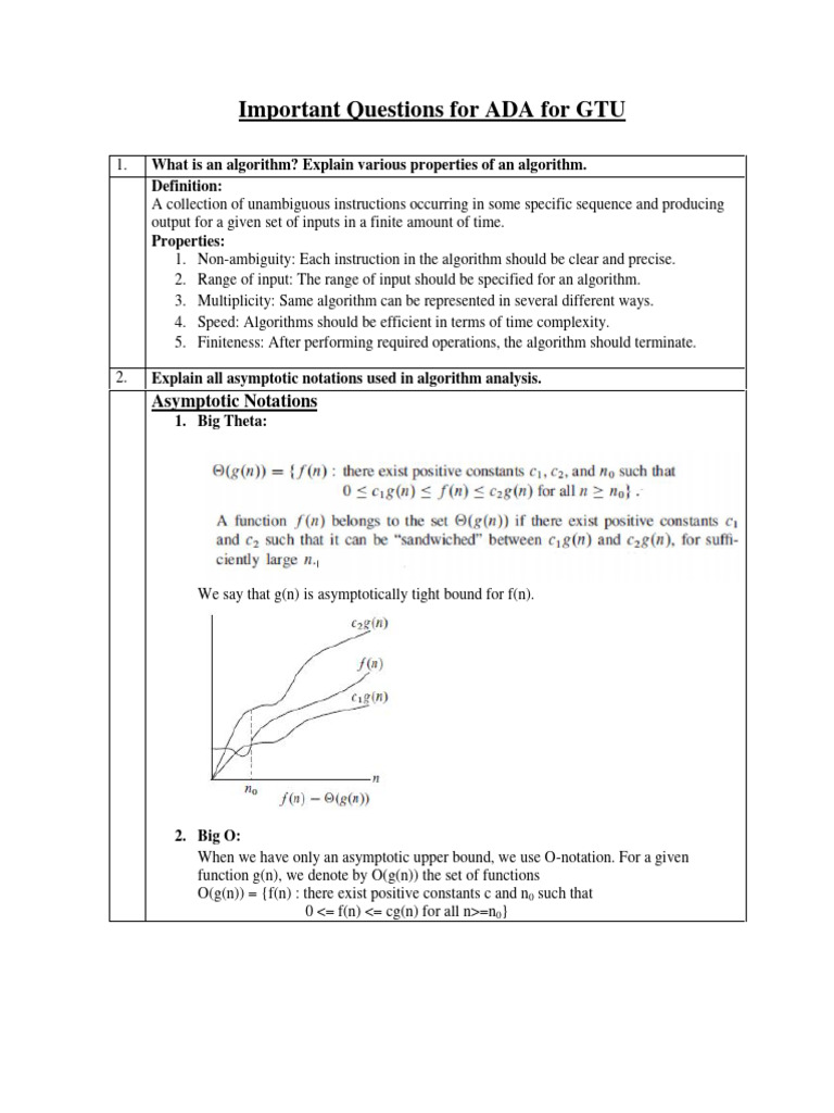 ADA IMP Questions With Solution For GTU | PDF | Time Complexity | Computational Science